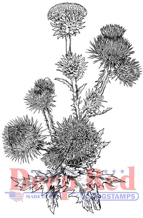 Thistle Rubber Cling Stamp - Deep Red Stamps