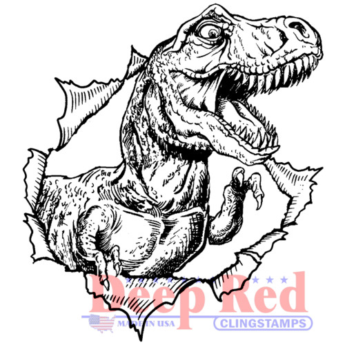 T-Rex Surprise Rubber Cling Stamp - Deep Red Stamps