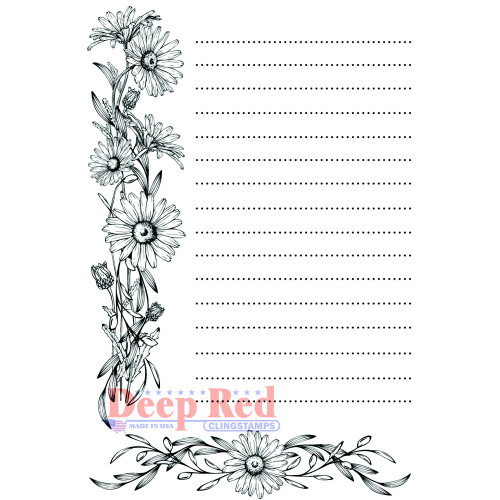 Daisy Journal Notes Rubber Cling Stamp - Deep Red Stamps