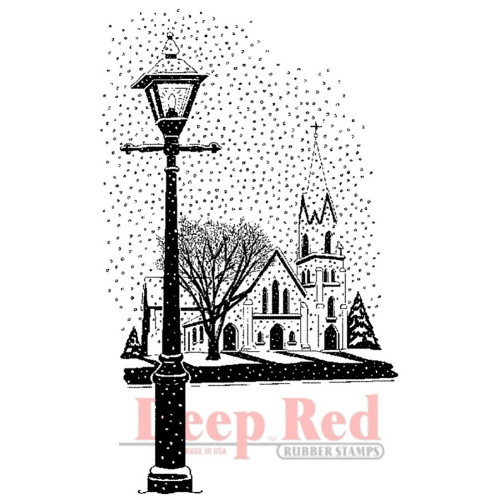Winter Church Rubber Cling Stamp