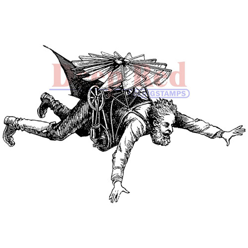 Flying Man Rubber Cling Stamp