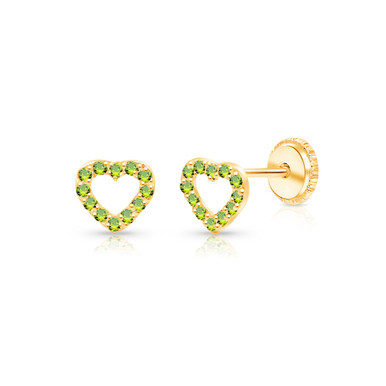 August Birthstone Earrings for Babies + Kids | 14K Gold w/CZ