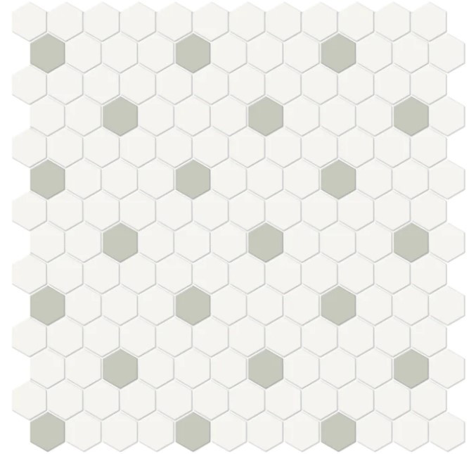 Anatolia Hexagon Mosaic Tile with Soft Sage Insert 4501-0453-0