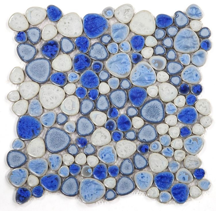 Blue Pebble Mosaic Tile – Multi-Blue, Beige & Brown | Pool Rated