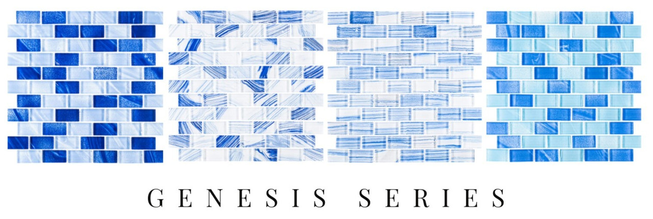 Genesis Collection 1 x 2 glass mosaic pool tiles