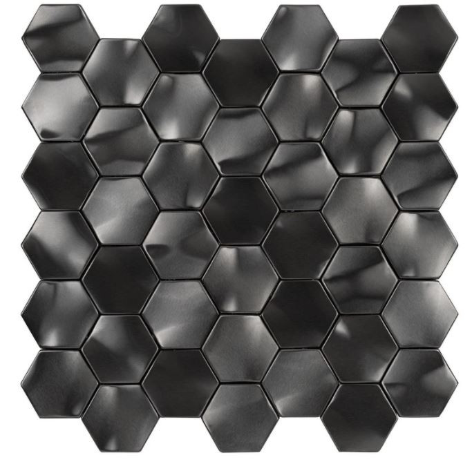 UBC Gun Metal Series Rolling Hexagon Mosaic Tile 526-042