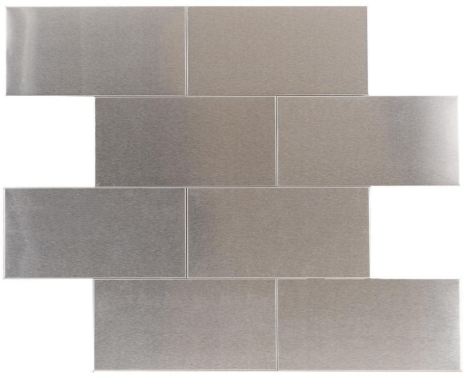 Stainless Steel Mosaic Tile 3 x 6 Bevel Subway 411-036