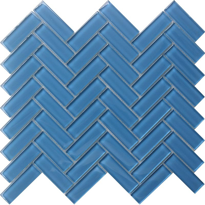 Mir Mosaic 1 x 3 herringbone mosaic tile White Glossy