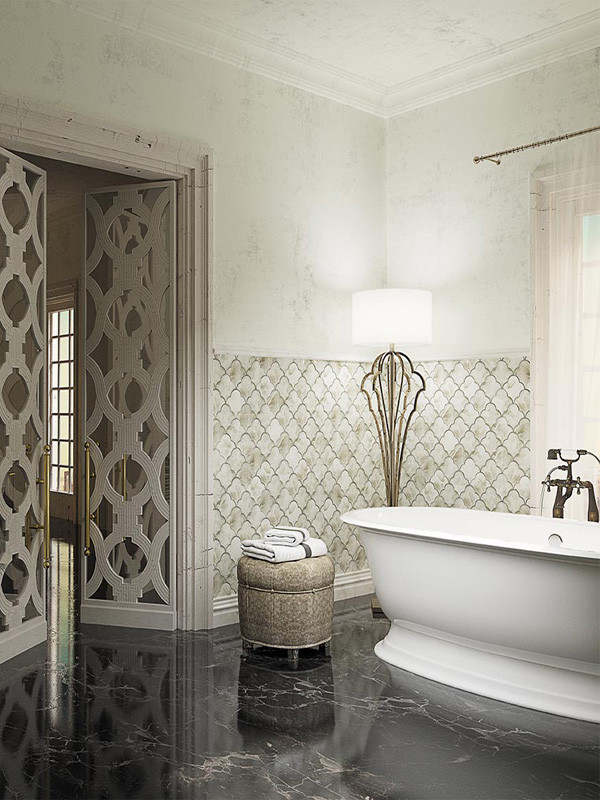 Cloud 9 Blue Atlas CLA-12BL Arabesque Glass Tile