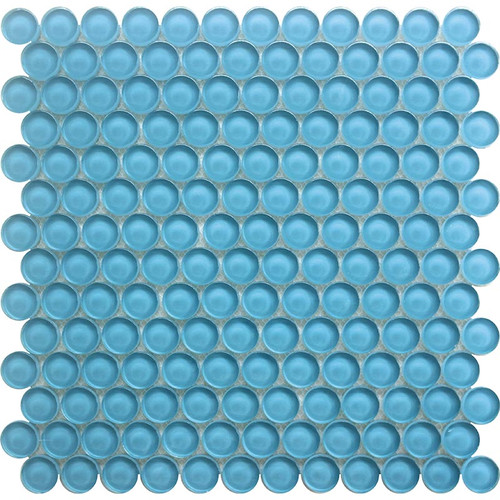 Mir Mosaic Tile Penny Round Turquoise Glossy PN-042