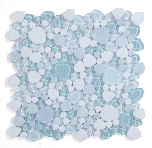 Crystal Ocean NB3927 Glass and Stone Pebble Mosaic Tile