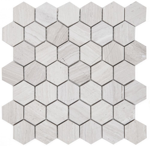 Wooden Grey Marble Honed 2x2 Hexagon Tile | Natural Stone