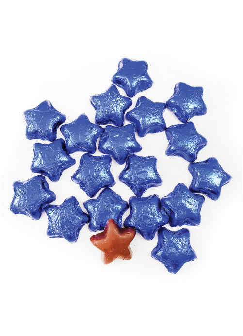 Solid Milk Chocolate Bright Blue Star Candies