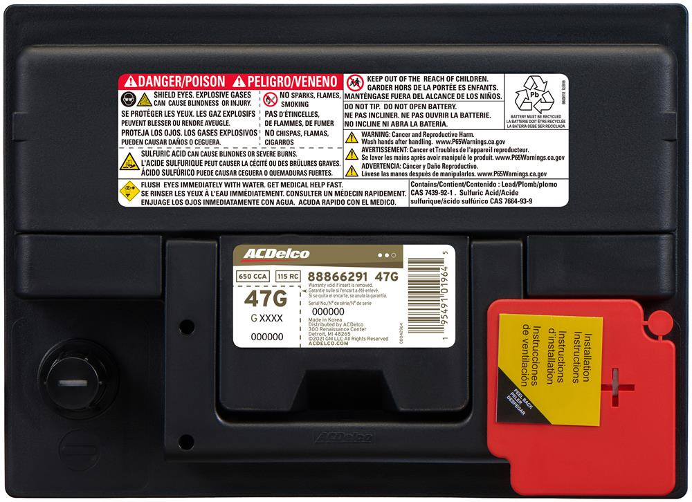 ACDelco Battery, BCI Group 47, 42 Month Warranty, CCA 650
