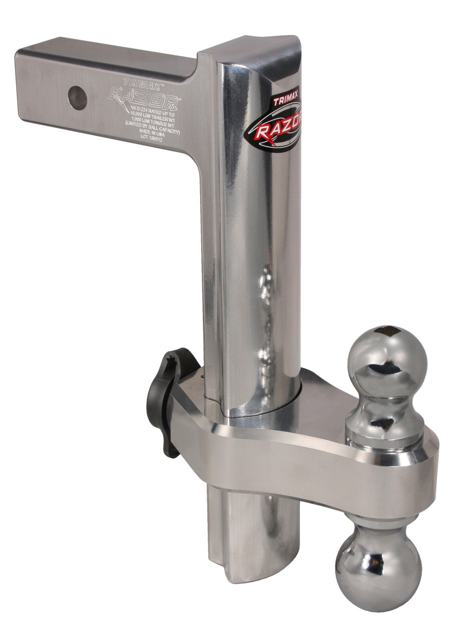 Trimax 12″ ALUMINUM Adjustable Drop Hitch w/Locking Ball Mou