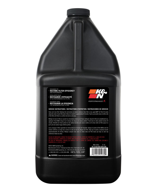 K&N Air Filter Oil - 3.78L