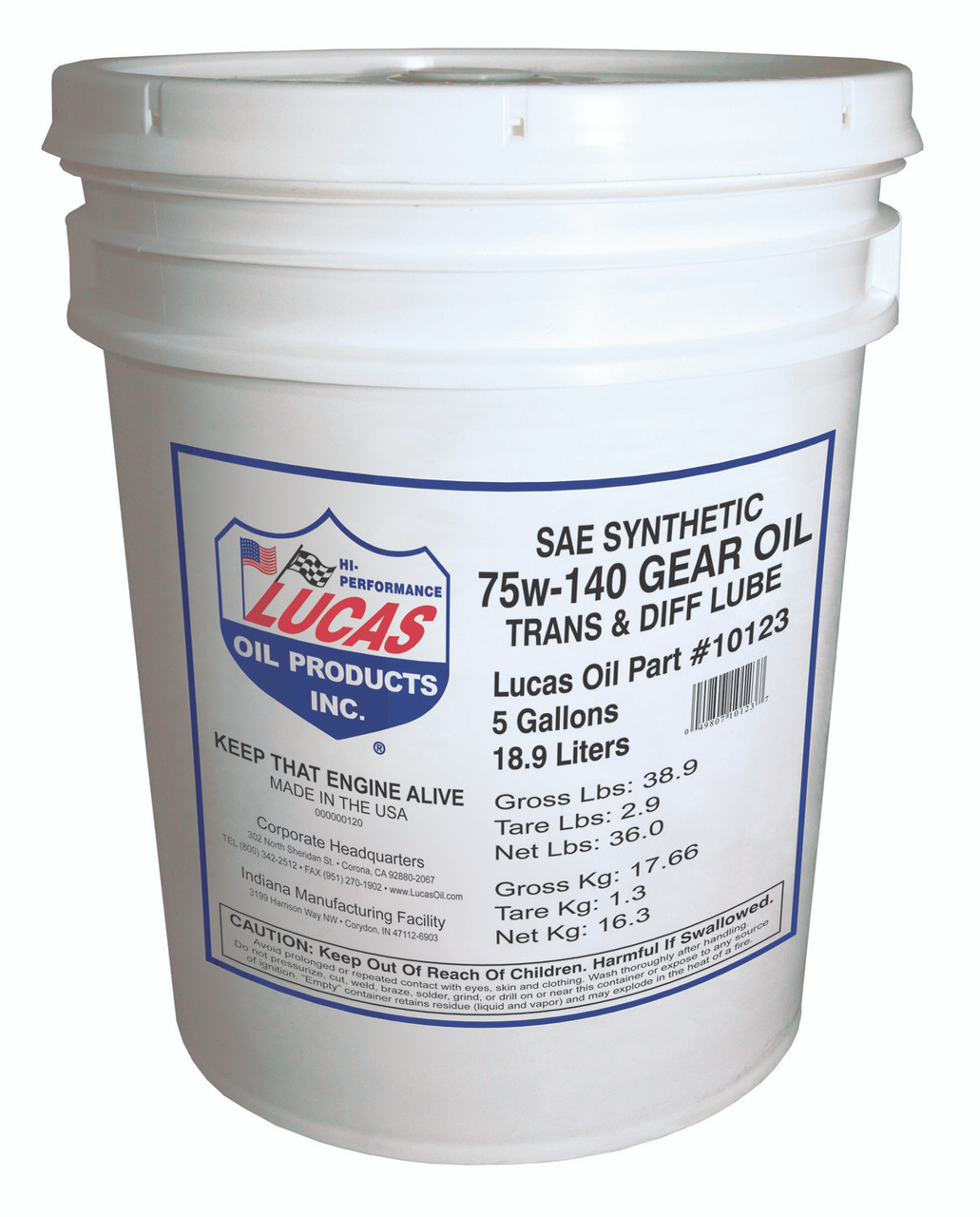 Lucas Oil Products Heavy Duty 75W140 Synthetic Gear Oil, Tra