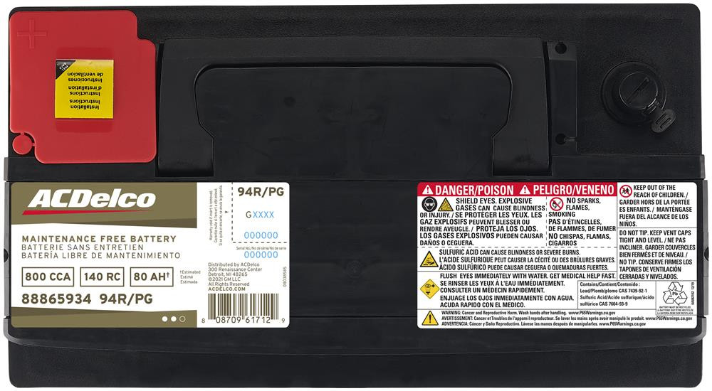 ACDelco Battery, BCI Group 94R, 42 Month Warranty, CCA 800