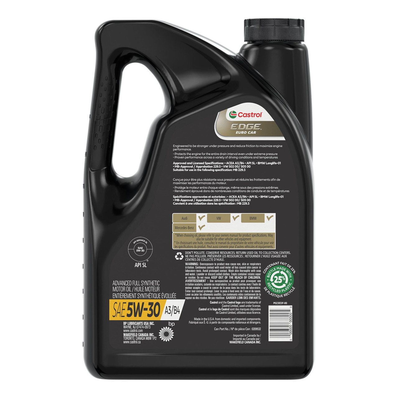 Castrol Edge Euro Car A3/B4 - 5W30 Synthetic Engine Oil - 4.