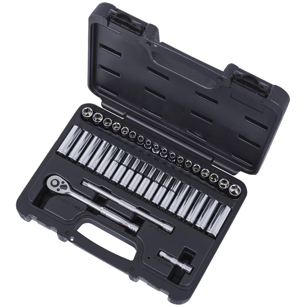 ITC 40Pc SAE/Metric Socket Set, 1/4" Drive