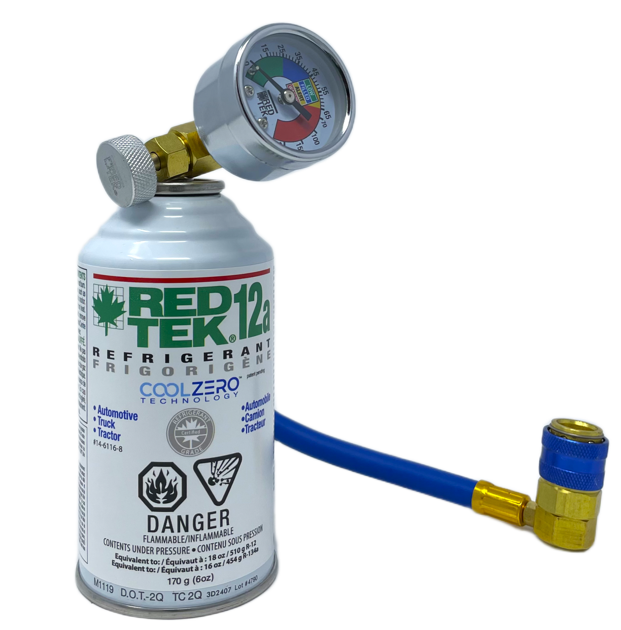 RED TEK Refrigerant 12a-Recharge & Hose/Gauge Kit