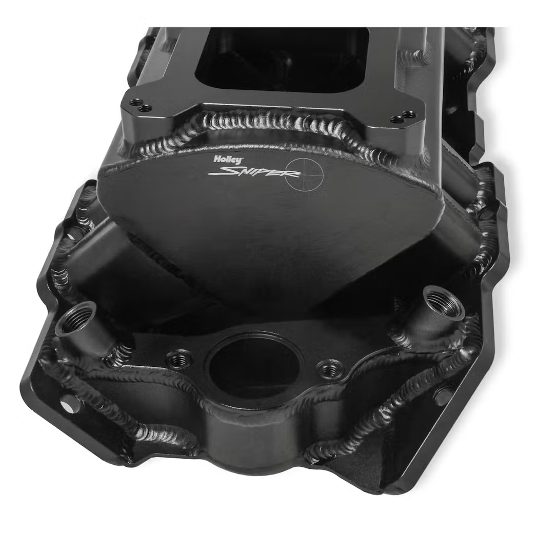 Holley Sniper EFI Sniper Fab IM BBC 2 X 4150 Black with Logo