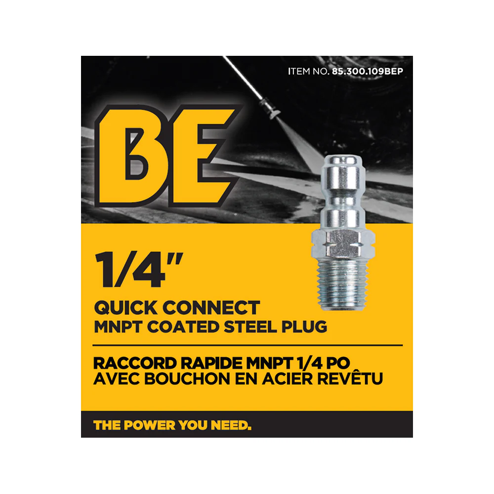 BE Power Equipment 1/4" Quick Connect MNPT Coated Steel Fitt