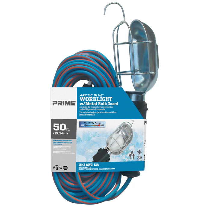 Prime Wire 75 Watt Metal Guard Work Light w/50ft TPE Rubber