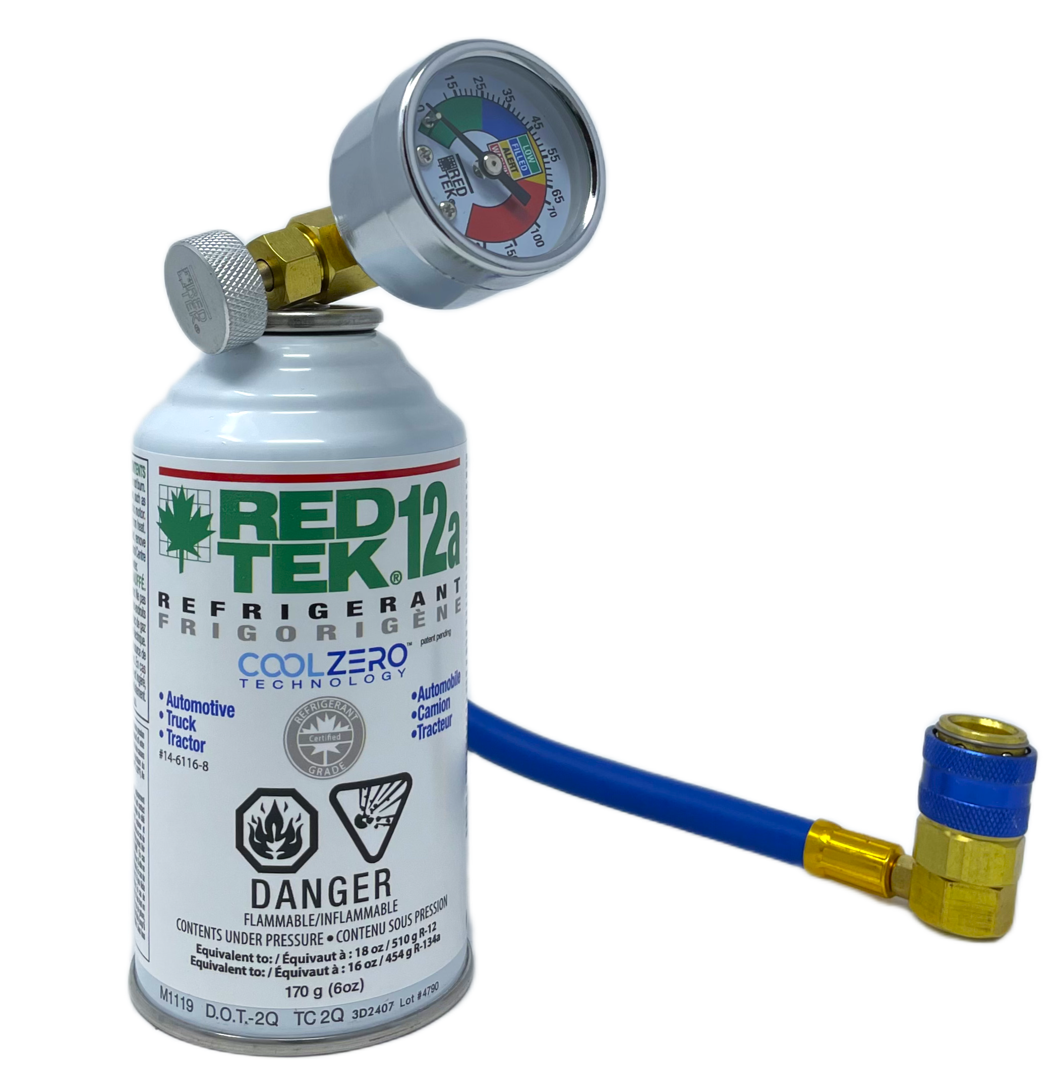 RED TEK Refrigerant 12a-Recharge & Hose/Gauge Kit