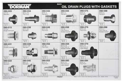 Dorman - Autograde Oil Drain Plug Tech Tray - 22 SKUs - 44 P