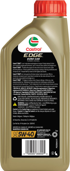 Castrol Edge Euro Car Turbo Diesel 5W40 Synthetic Engine Oil