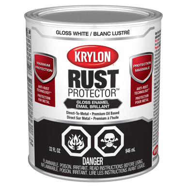 Krylon Rust Protector™ Brush On Enamel, Gloss, White, 946 mL