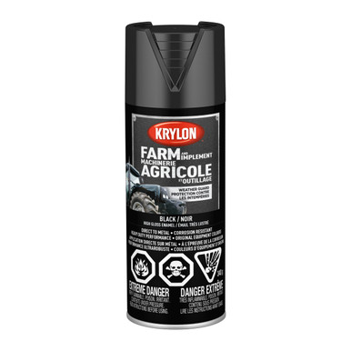 Krylon Farm & Implement Spray Paint, High Gloss, Black - 340