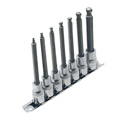 JET 3/8" DR SAE 4" Long Ball Nose Socket Set - 7 pc