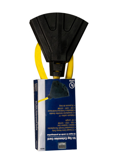 Tool Valley Tri-Tap Extension Cord Tool Cache Blue Table