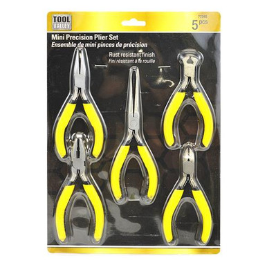 Tool Valley Mini Precision Plier Set - 5pc Pro Tool - Black
