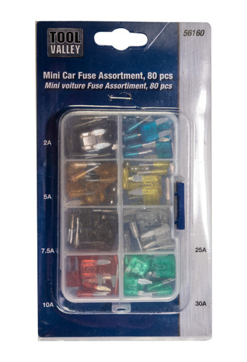 Tool Valley 80pc Mini Car Fuse Set Tool Cache Blue Table