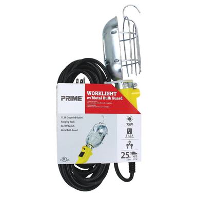 Prime Wire 75 Watt Metal Guard Work Light w/25ft Cord