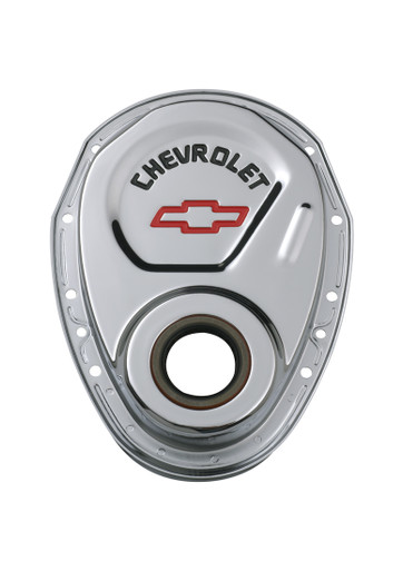 Proform Chevy Timing Chain Cover - Chrome; Recessed Emblem