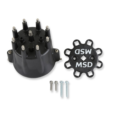 MSD Distributor Cap, MSD Style, Black Chevy V8, HEI, Retaine