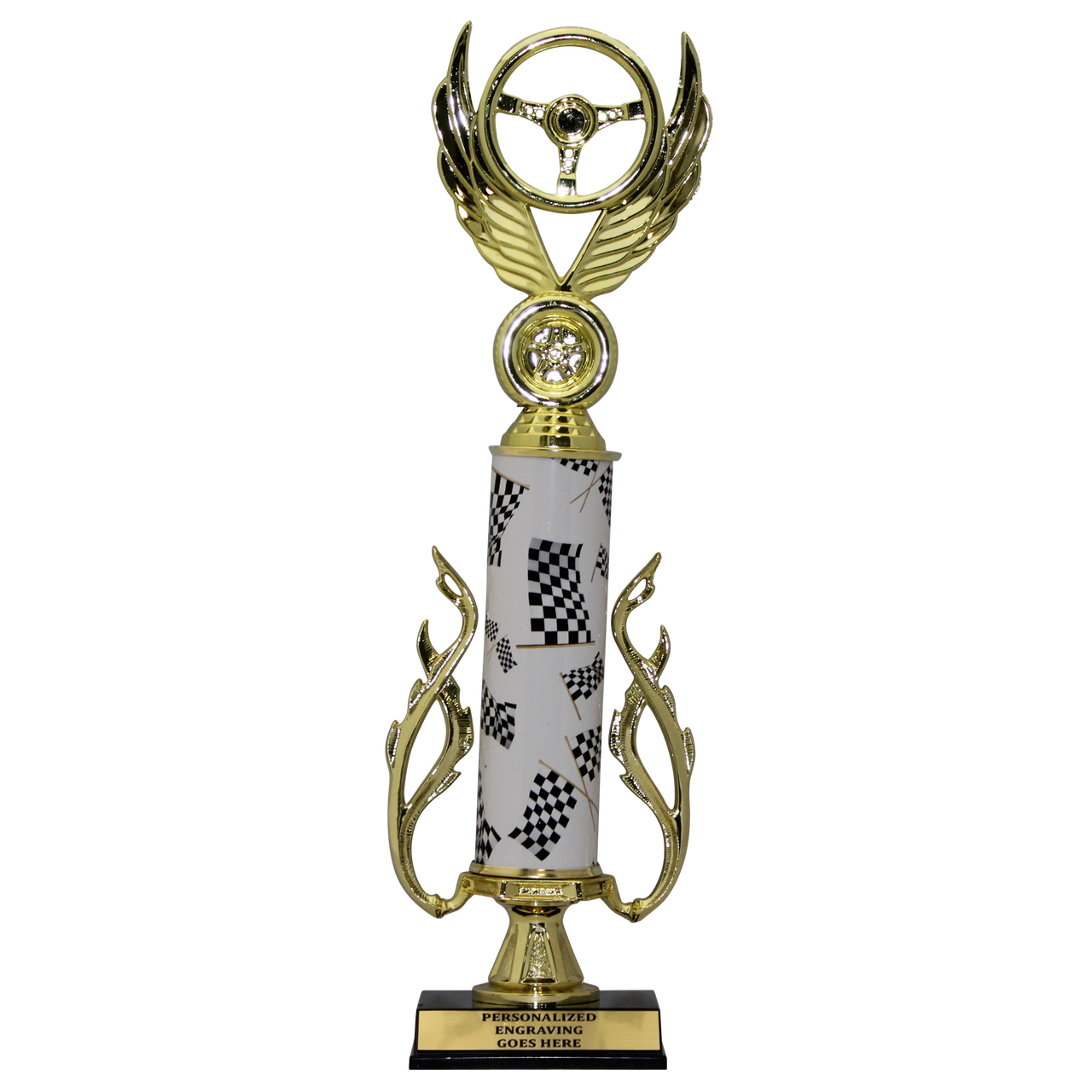 Customizable Single-Column Winged Wheel Trophy | Celebrate Automotive ...