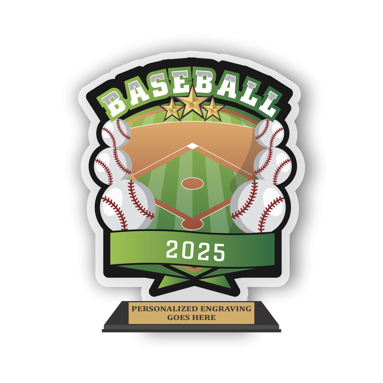 Baseball Acrylic Trophy Award – Custom Engraved | Trophy Outlet