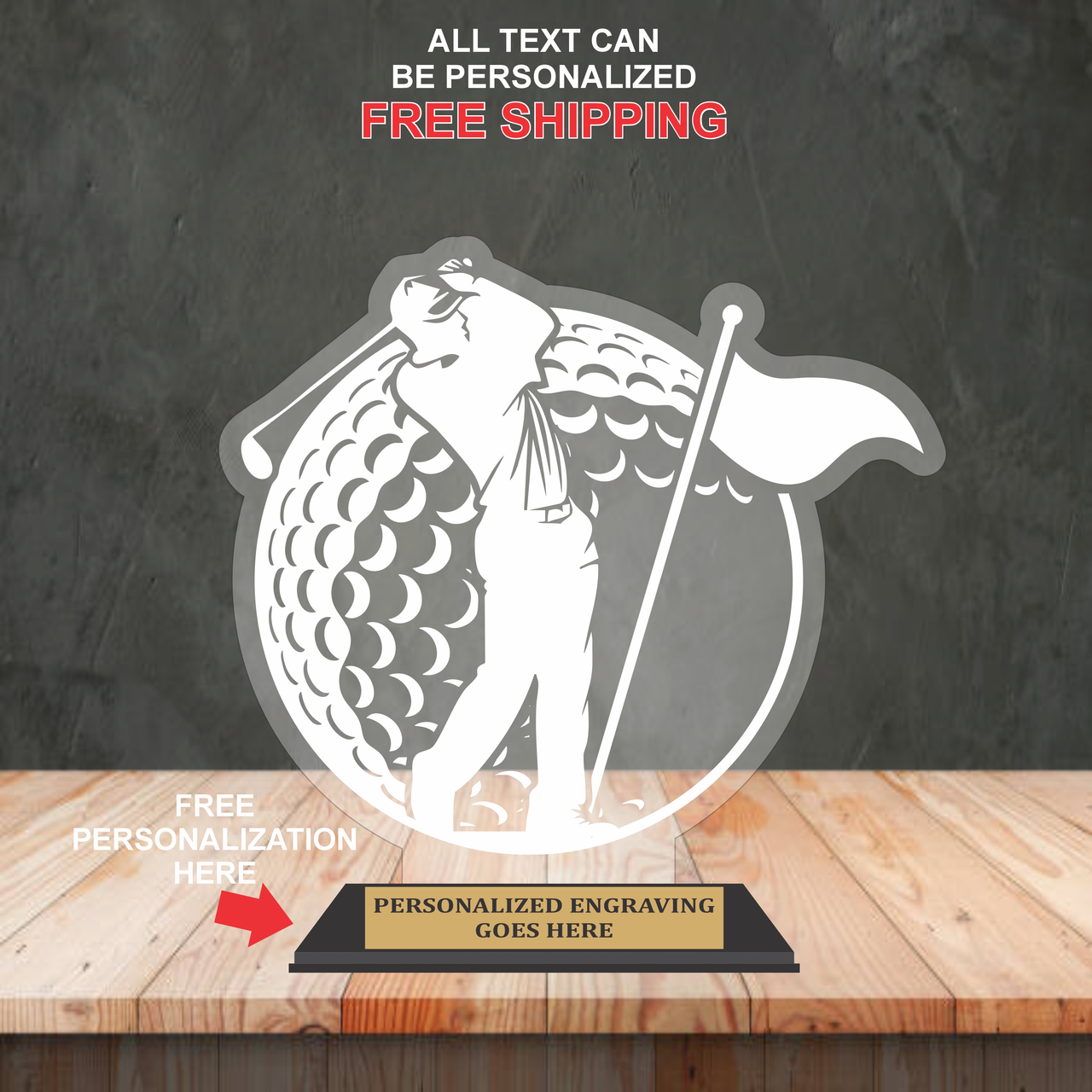 Clear Acrylic Golf Trophy Award | Perfect for Players and Coaches