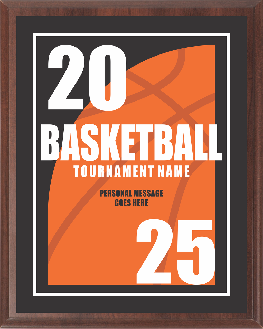 Basketball 2025 Tournament Award Plaque | Custom Sports Plaque