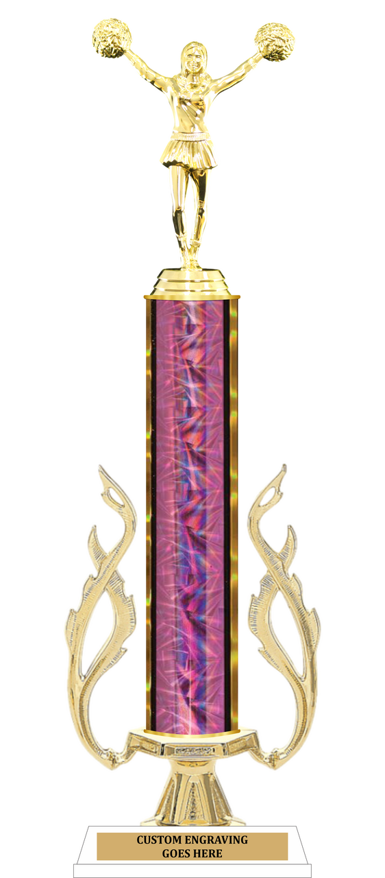 Customizable Single-Column Cheerleading Trophy with Riser