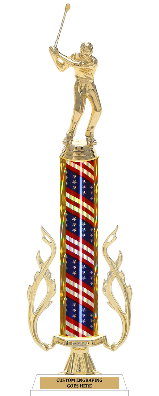Customizable Single-Column Male Golf Trophy with Riser