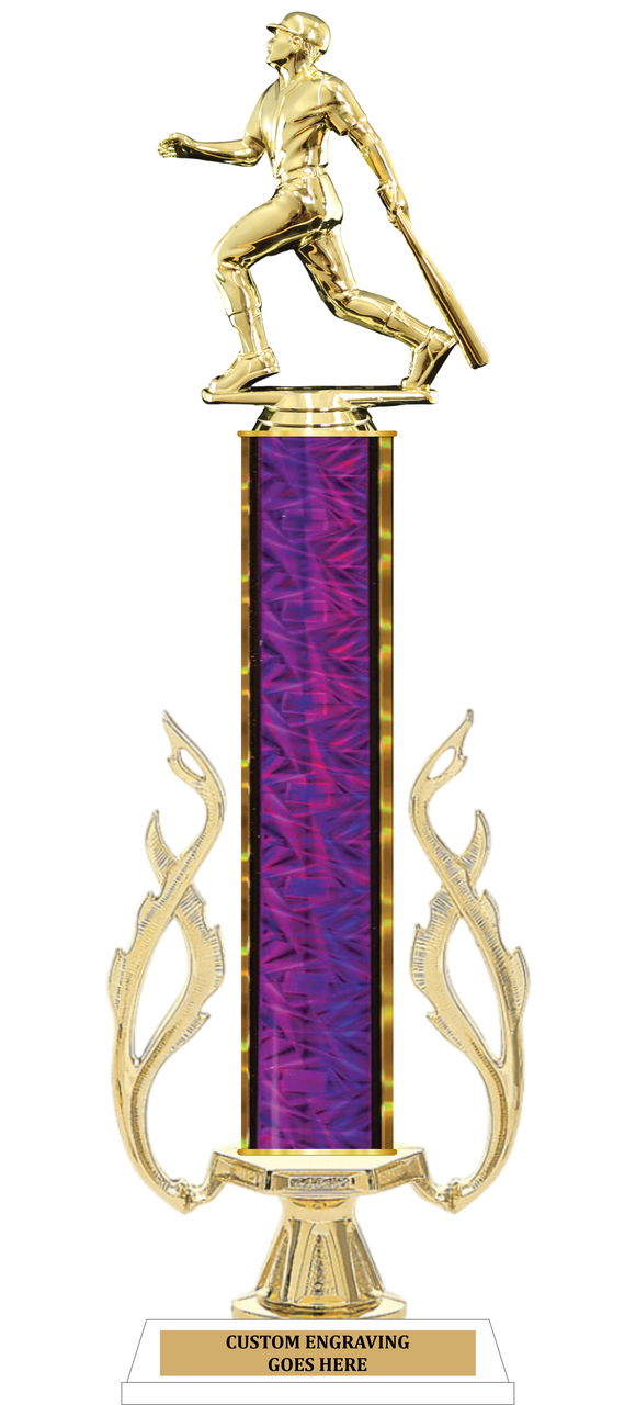 Customizable Single-Column Male Softball Trophy with Riser