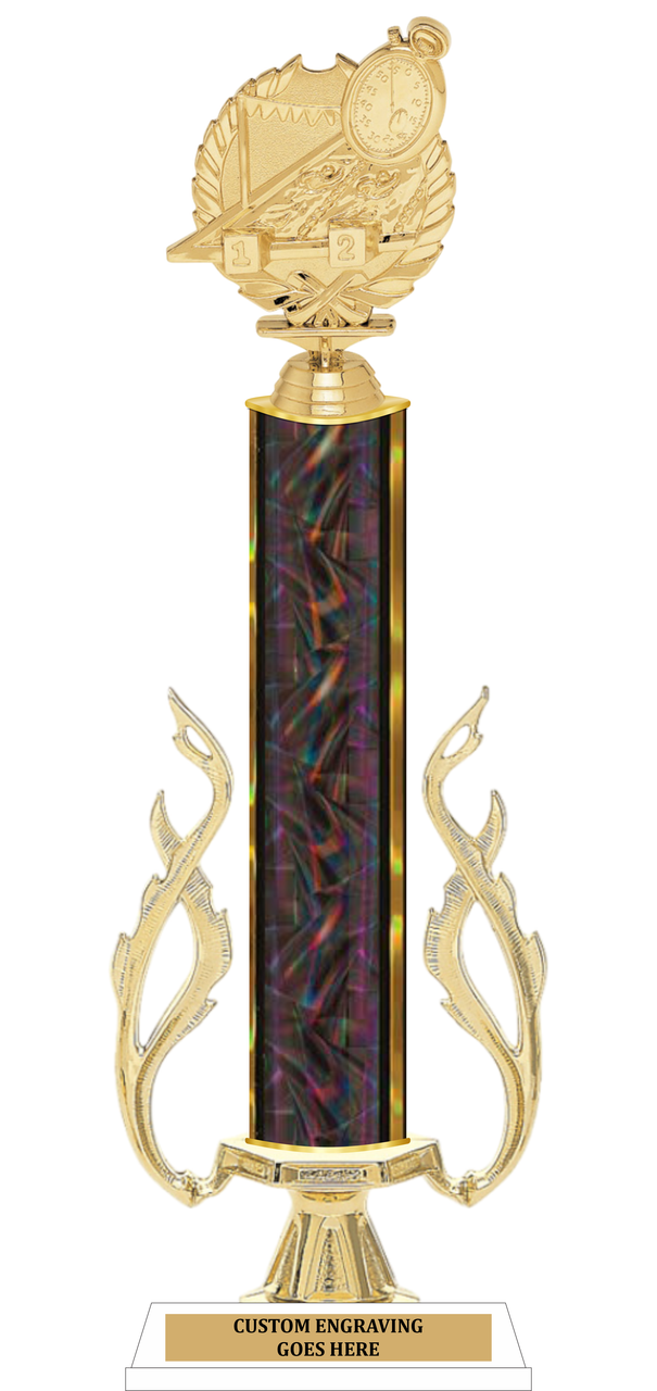 Customizable Single-Column Swim Trophy with Riser