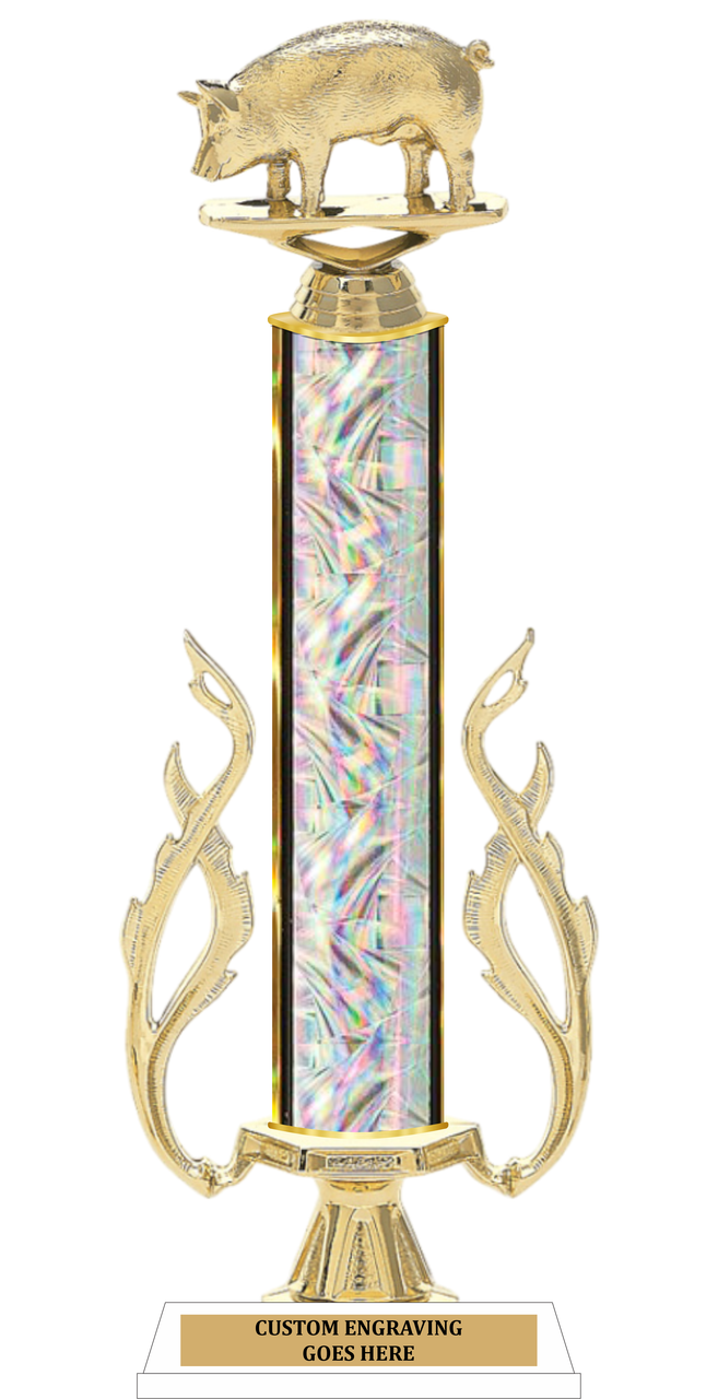 Customizable Single-Column BBQ Competition Trophy with Riser