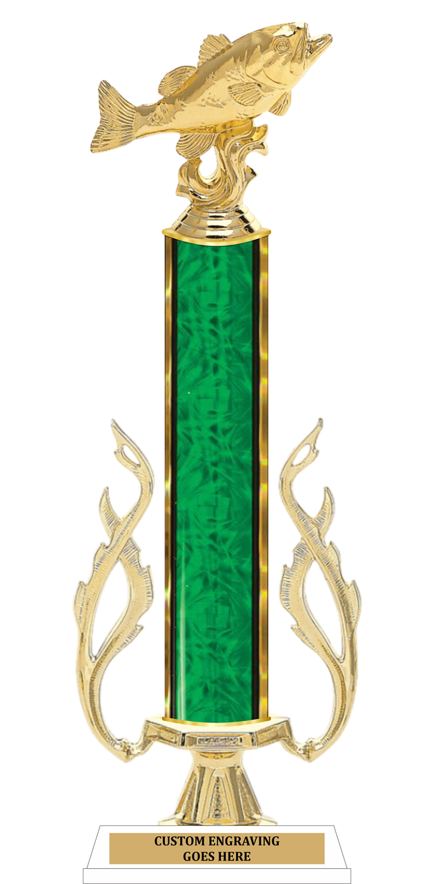 Customizable Single-Column Fishing Competition Trophy with Riser